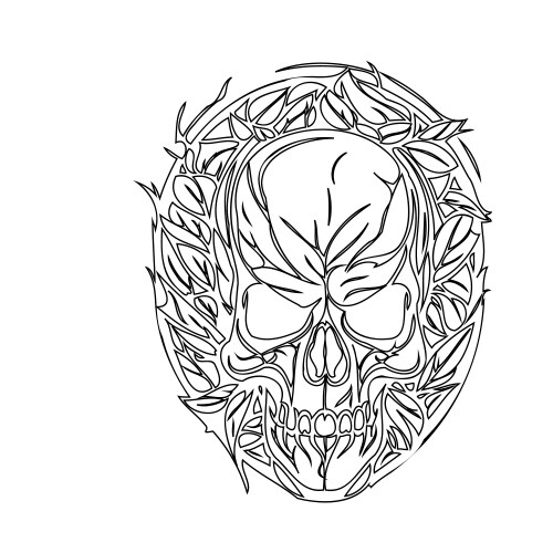 Cursed skull halloween sketch outline Royalty Free Vector