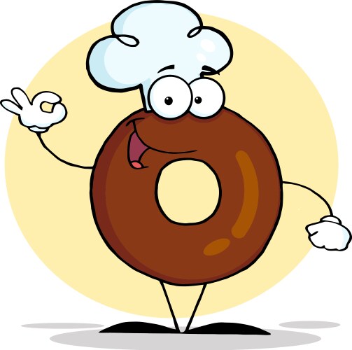 Donut cartoon character number one Royalty Free Vector Image
