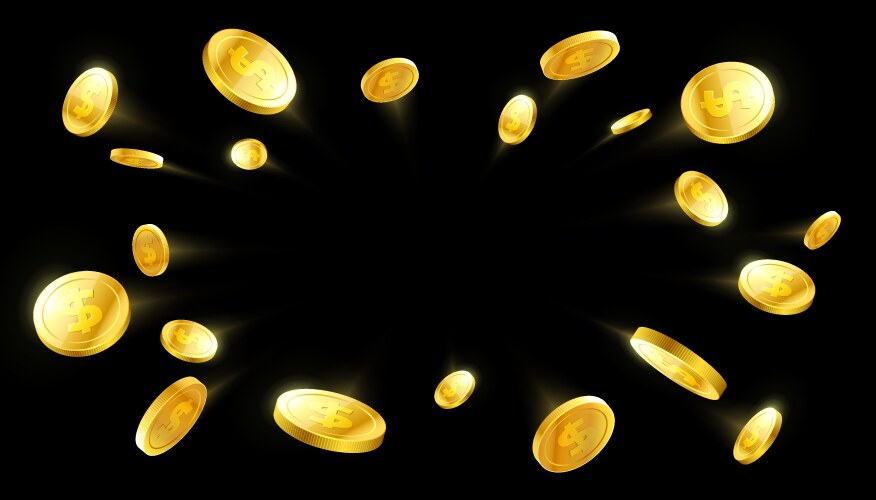 Flying gold coins Royalty Free Vector Image - VectorStock