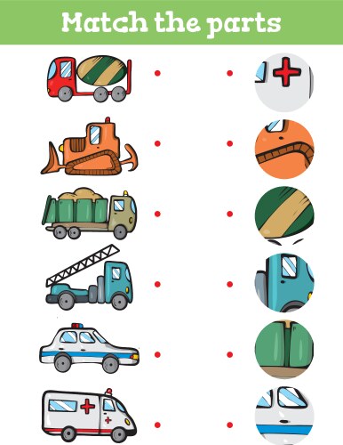 Match part educational game for children Vector Image
