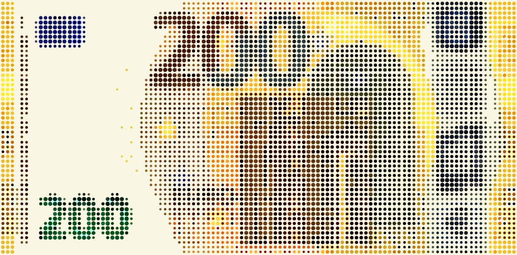 Pixel halftone effect banknote 200 shekel Vector Image