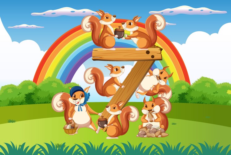 Seven birds on number Royalty Free Vector Image