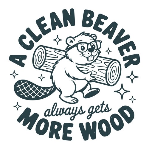 Cute Beaver with Log - Funny Cartoon – Royalty-Free Vector | VectorStock