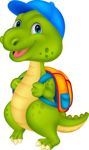 Cartoon little kid playing with a dinosaur Vector Image
