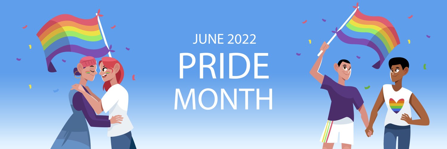 Flat pride month twitter header Royalty Free Vector Image