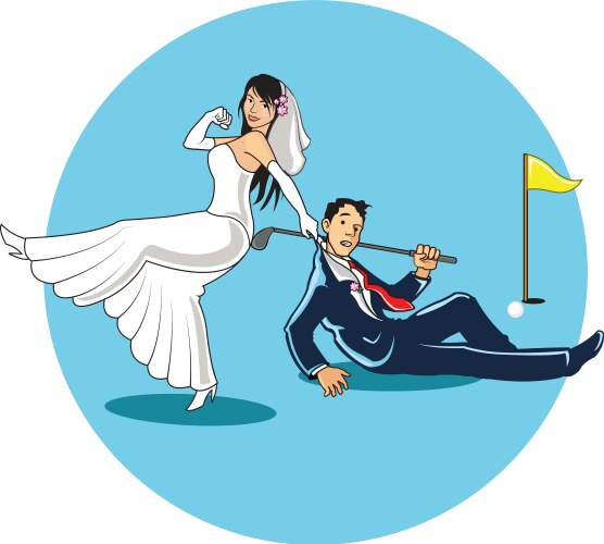 Cartoon wedding faces Royalty Free Vector Image