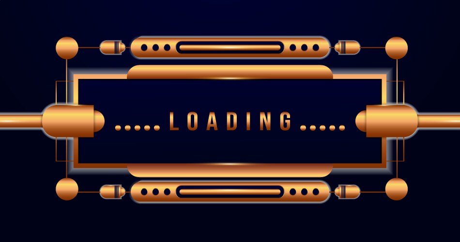 Golden and dark blue loading screen design Vector Image