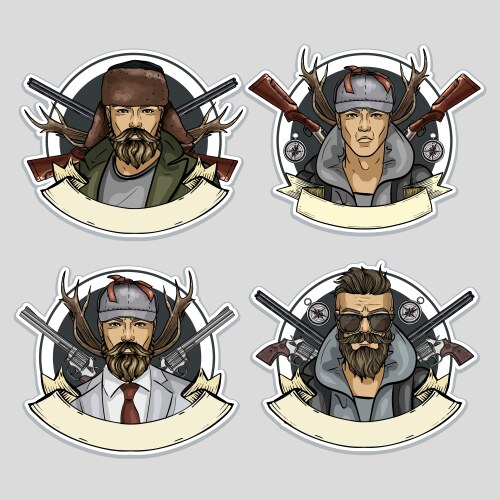 Hand drawn sketch hunter men Royalty Free Vector Image