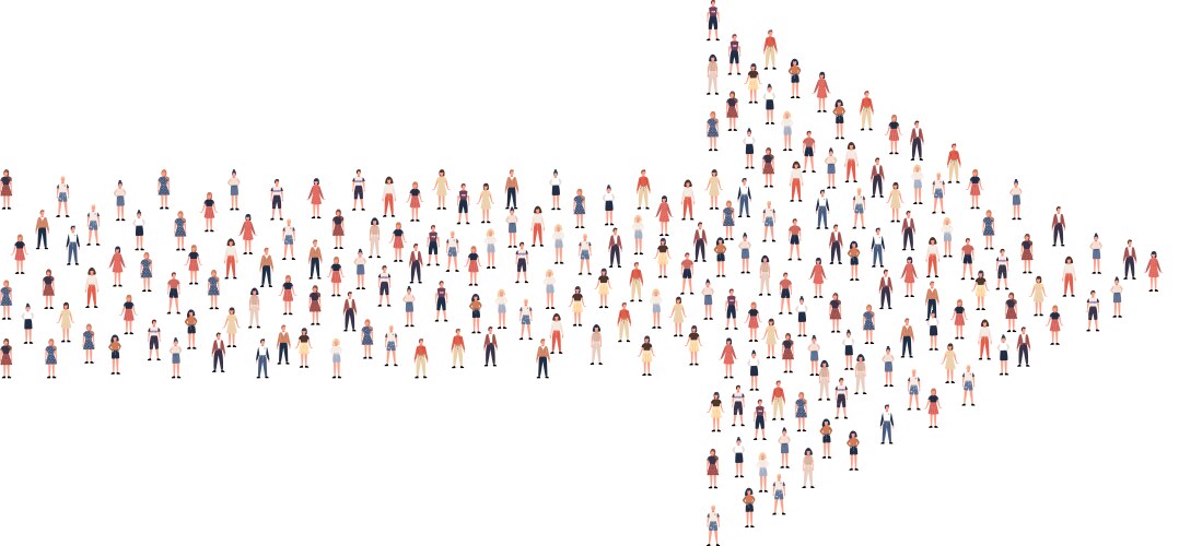 Large group of people silhouette crowded together Vector Image