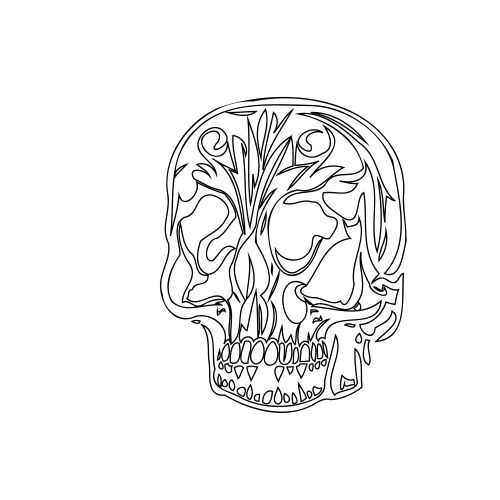 Cursed skull halloween sketch outline Royalty Free Vector