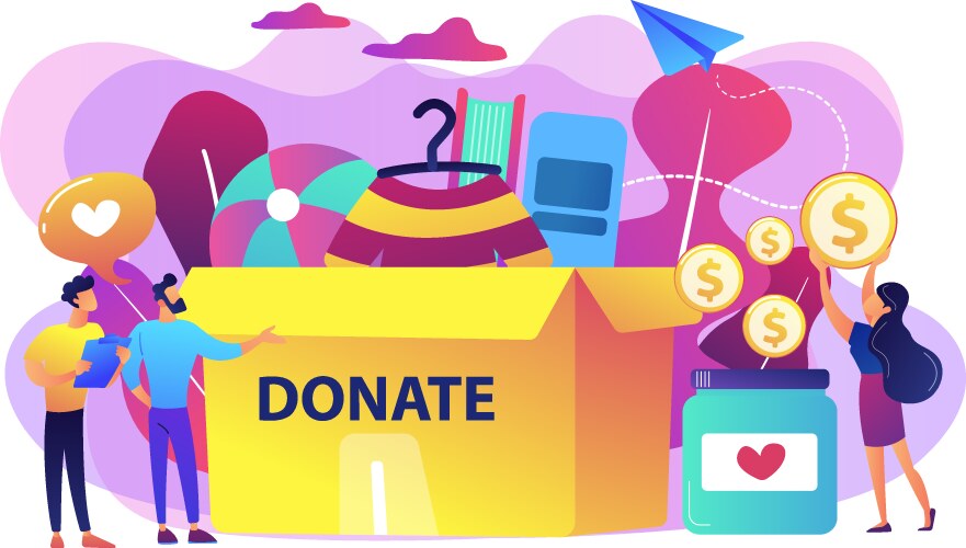 Volunteering help charity hands with hearts Vector Image