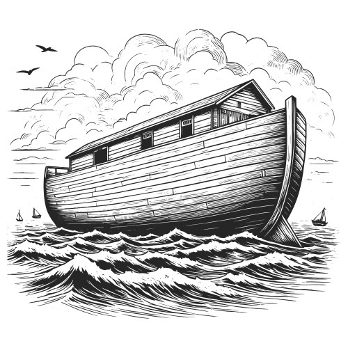 Traditional wooden cabin engraving sketch Vector Image