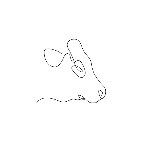 One line rabbit head design silhouette Royalty Free Vector