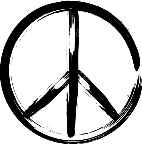 Black peace symbol created in grunge style Vector Image