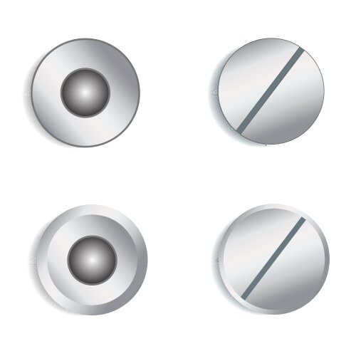 Realistic old rusty screw and bolt heads top view Vector Image