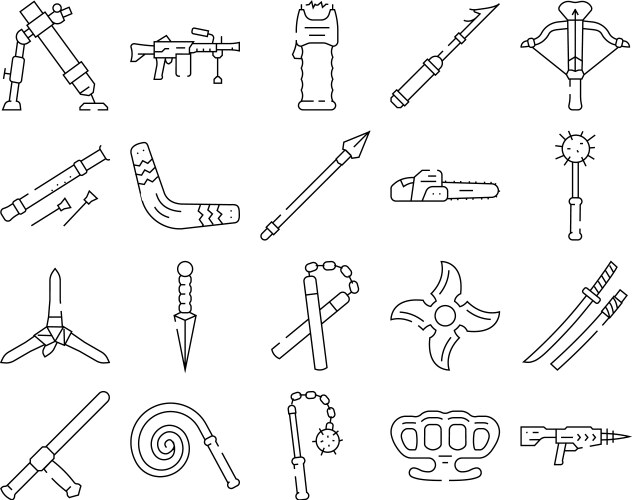 Weapon war gun military icon hand drawn Royalty Free Vector