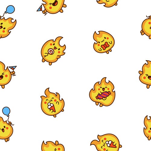Cute kawaii fire character coloring page Vector Image
