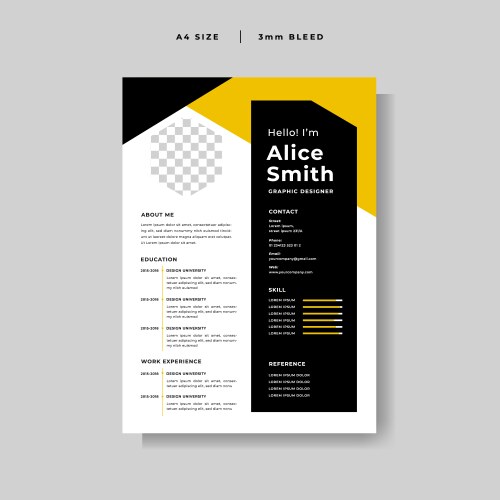 Modern curriculum vitae design template Royalty Free Vector