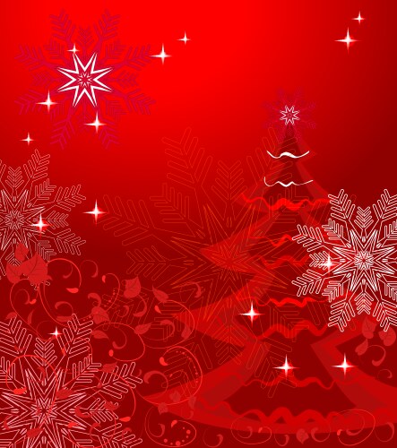 Red christmas card background with flowers Vector Image