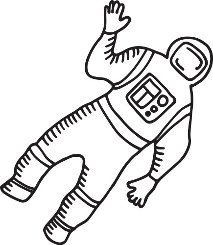 Hand drawn astronaut floating in space Royalty Free Vector