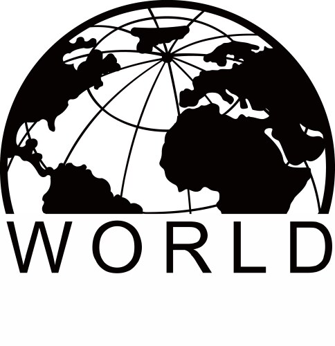 World map in robinson projection with meridians Vector Image