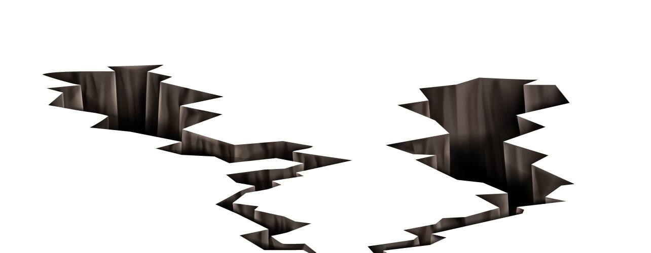 Realistic earthquake with ground crevices Vector Image