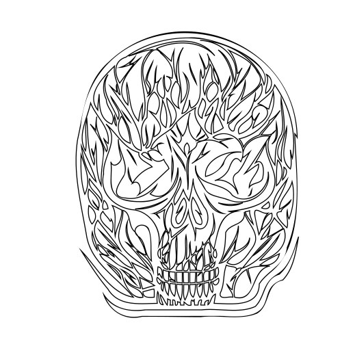 Cursed skull halloween sketch outline Royalty Free Vector