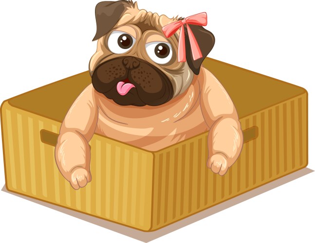 Preposition wordcard with dog in box Royalty Free Vector