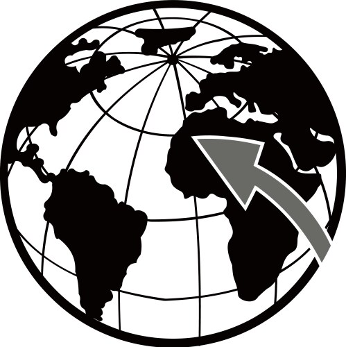 World map in robinson projection with meridians Vector Image