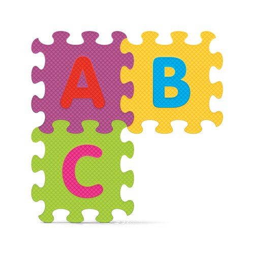 School 3d puzzle font cartoon paper cut out abc Vector Image