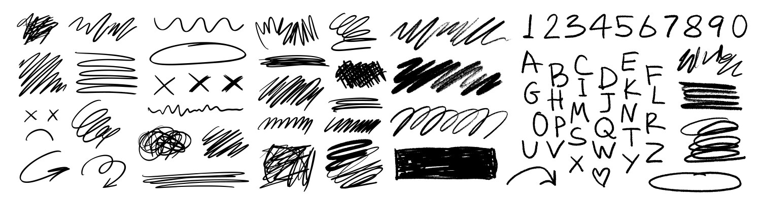 Grunge charcoal scribble stripes freehand numbers Vector Image