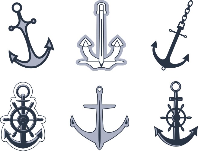 Anchor symbols set Royalty Free Vector Image - VectorStock
