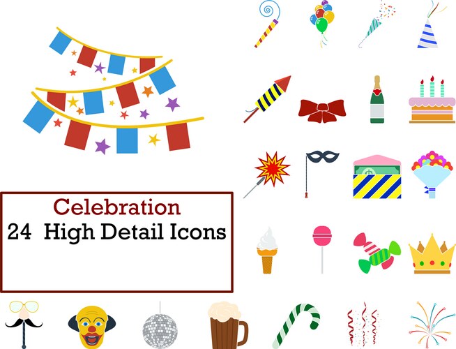 Happy birthday party celebration elements set Vector Image