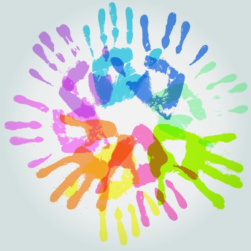 Colourful handprint paint Royalty Free Vector Image