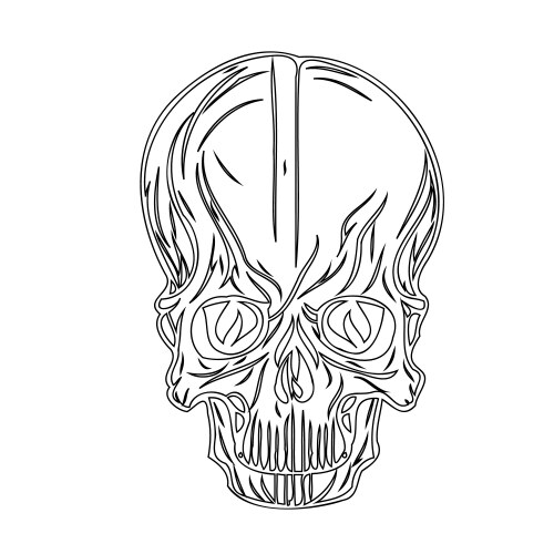 Cursed skull halloween sketch outline Royalty Free Vector