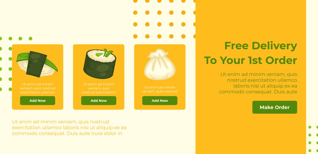 Food delivery website design Royalty Free Vector Image