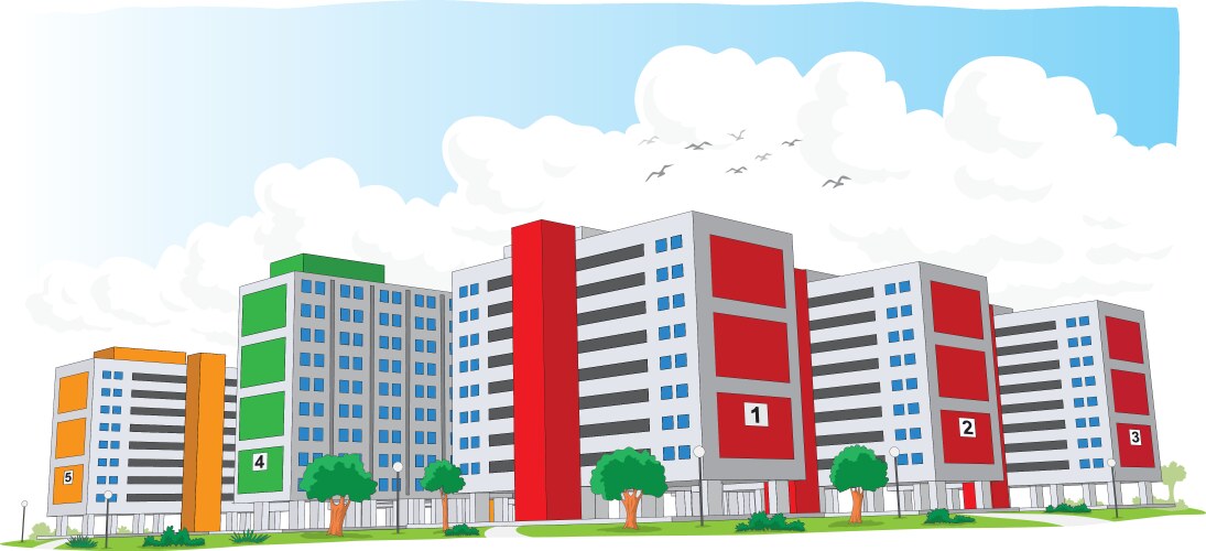 Singapore HDB Flatscape Royalty Free Vector Image