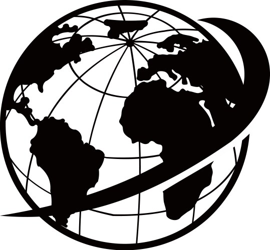 World map in robinson projection with meridians Vector Image