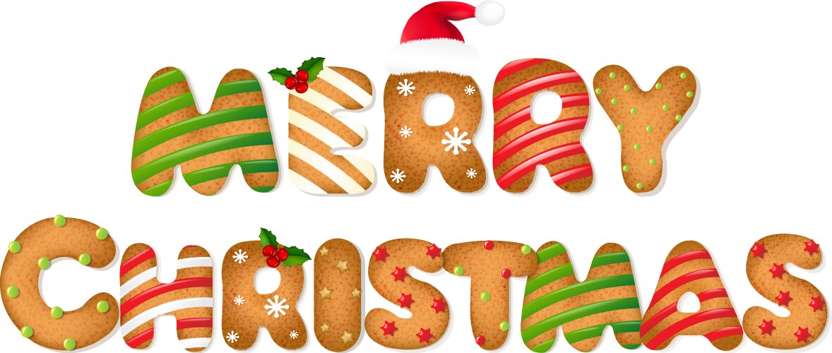 Merry christmas text for banner or poster design Vector Image