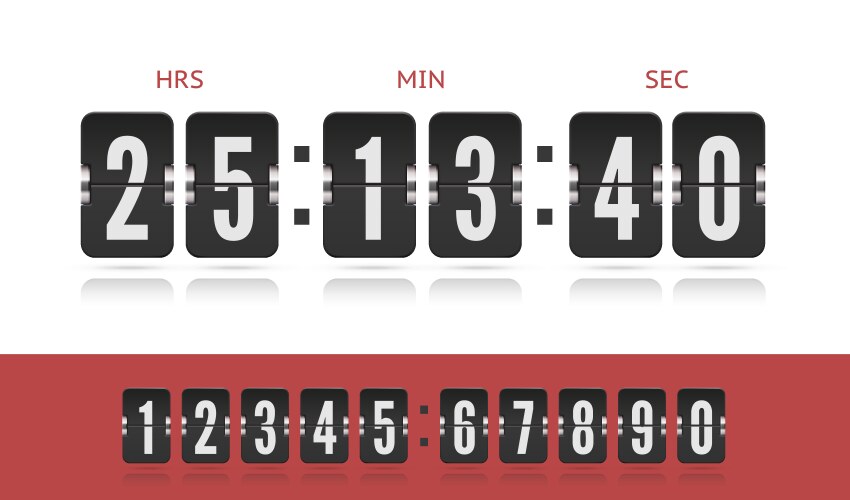 Countdown flip clock digital counter analog time Vector Image Countdown flip clock digital counter analog time Vector Image