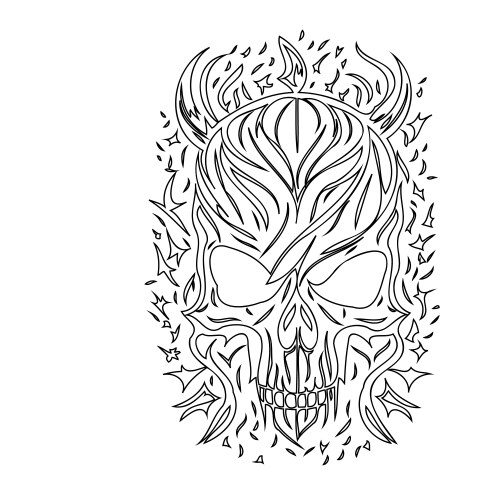 Cursed skull halloween sketch outline Royalty Free Vector