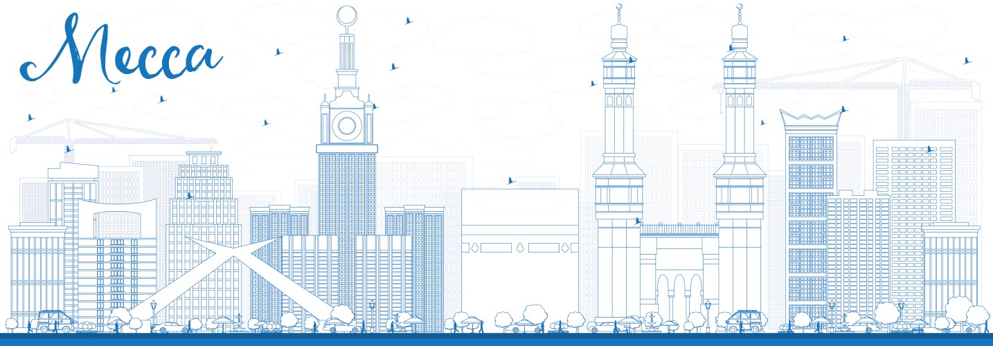 Outline mecca banner Royalty Free Vector Image