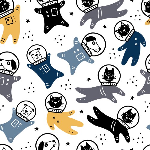 Childish seamless pattern hand drawn space Vector Image