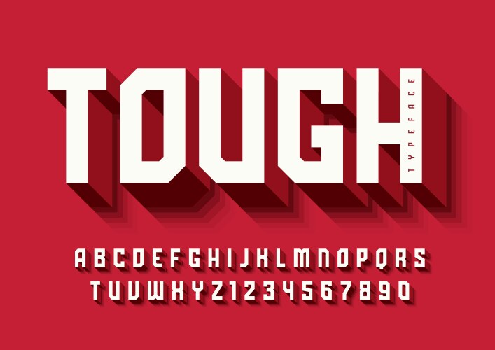 Rugged display typeface font uppercase Royalty Free Vector
