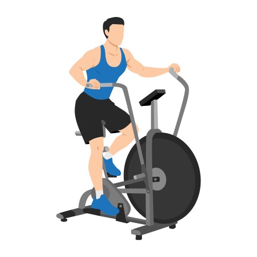 Senior man training with dumbbells cartoon Vector Image