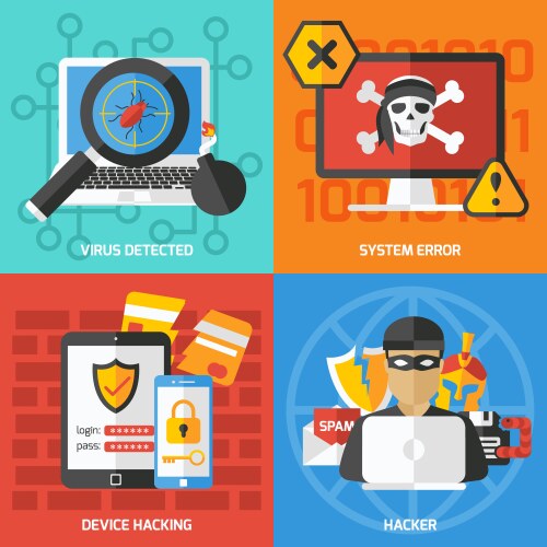 Hackers top tricks flat infographic poster Vector Image