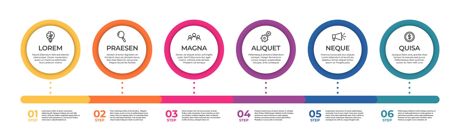 6 steps timeline infographic template Royalty Free Vector