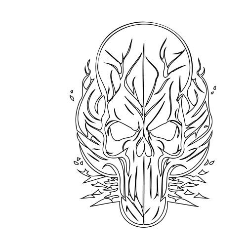Cursed skull halloween sketch outline Royalty Free Vector