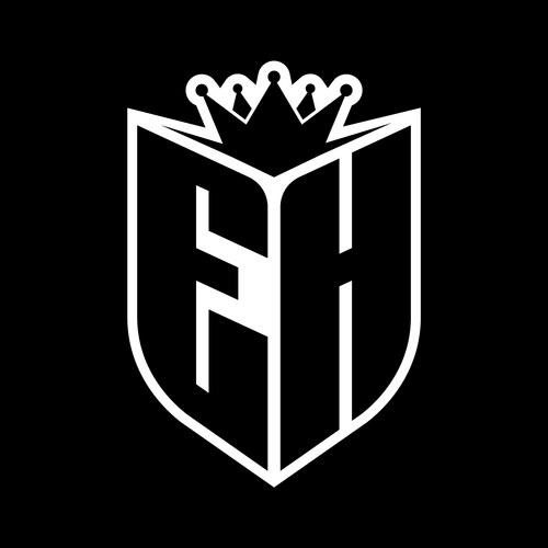 Eh letter logo with sharp triangle shield shape Vector Image