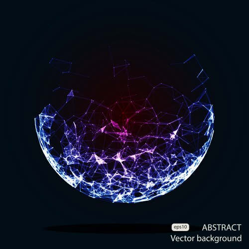 Polygonal wireframe mesh futuristic with rocket Vector Image